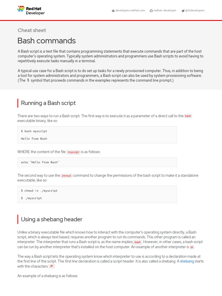 Bash Commands Cheat Sheet Red Hat Developer | PDF | Array Data Type ... Bash Commands Cheat Sheet Red Hat Developer | PDF | Array Data Type ...