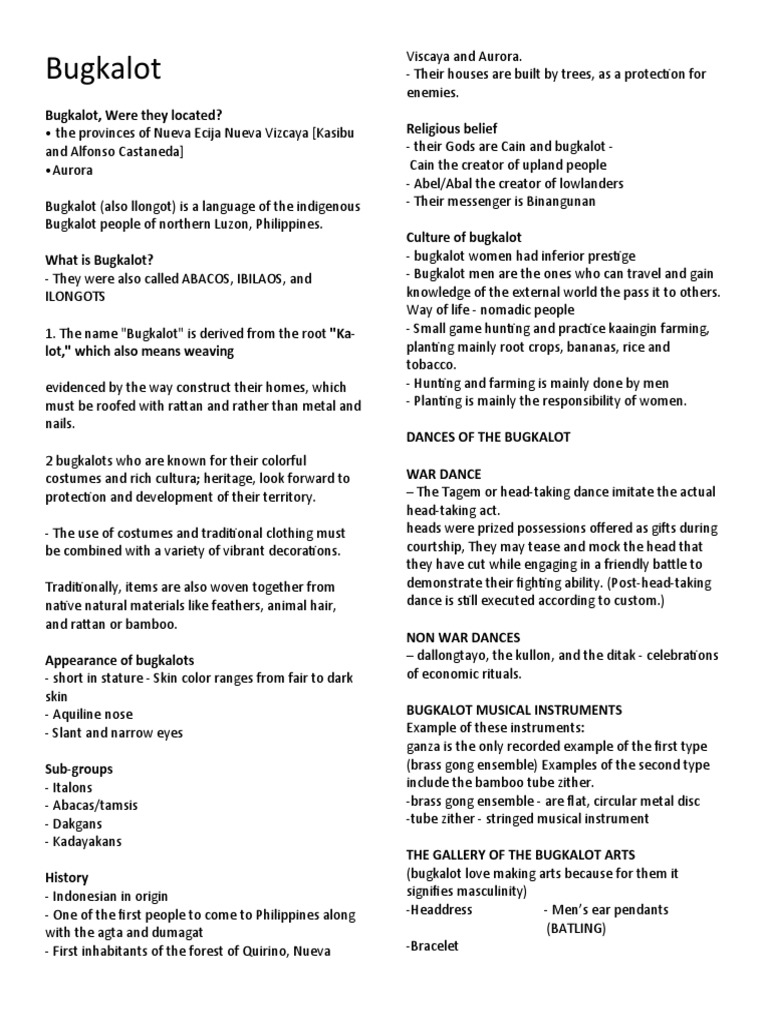 Bugkalot | PDF