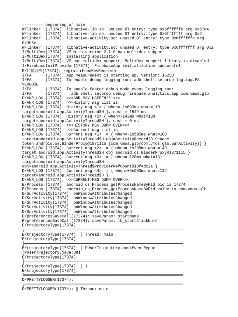 Log Messages And Traces Detailing App Initialization Network Requests