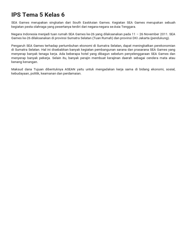 IPS Tema 5 Kelas 6 | PDF