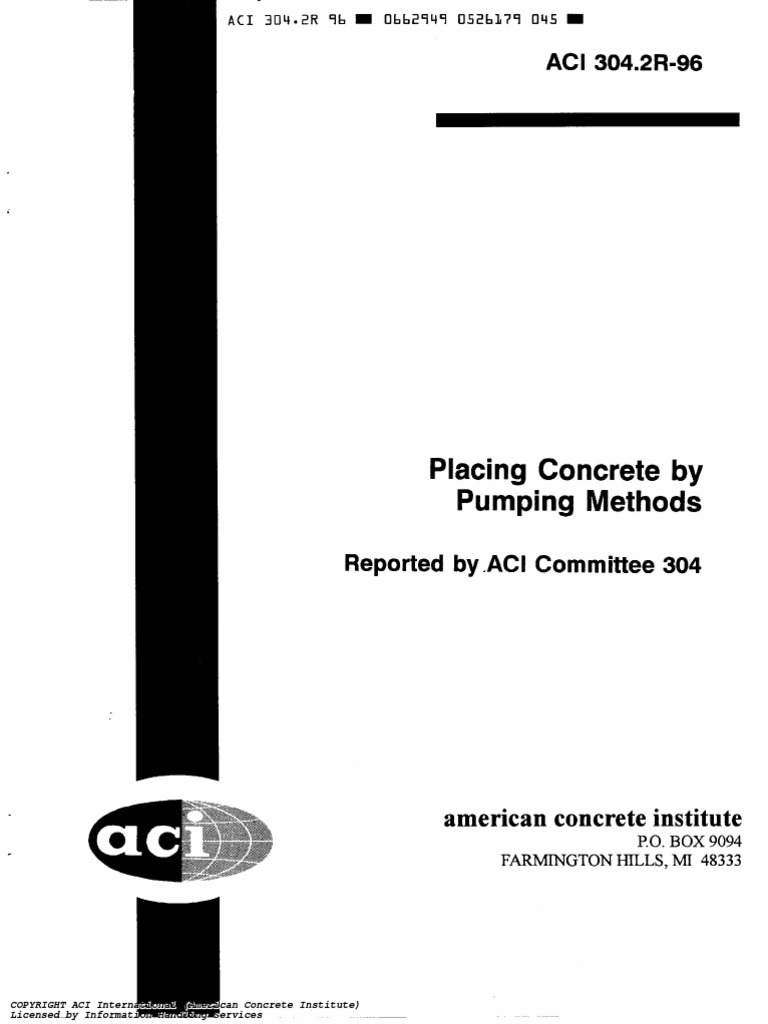 ACI 304.2R - 96 Placing Concrete by Pumping Methods | PDF | Pump | Pipe ...