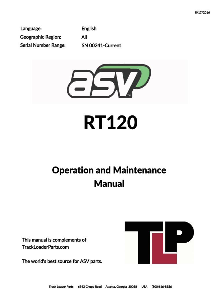 Asv Rt120 Operation and Maintenance Manual SN 00241 Current English All | PDF | Exhaust Gas ...