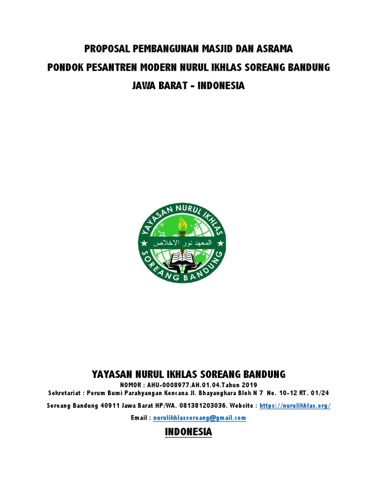Dokumen - Tips Proposal Pembangunan Masjid Dan Asrama Pondok Pesantren 2021-1-18 Proposal | PDF