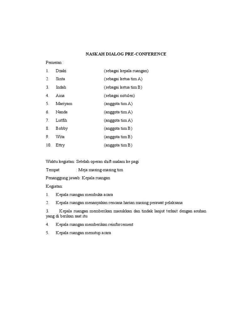 Naskah Dialog Pre-Conference | PDF | Pengembangan Diri