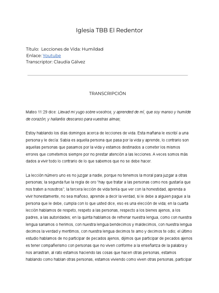 Lecciones de Humildad en la Vida | PDF | Jesús | Fe