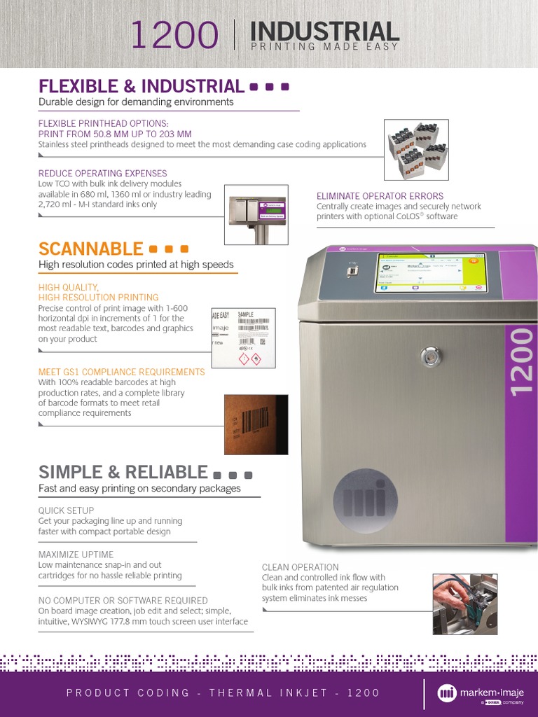 Markem-Imaje 1200 Datasheet 0 | PDF | Printer (Computing) | Information ...