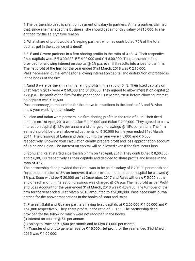 Acc Ques | PDF | Partnership | Interest