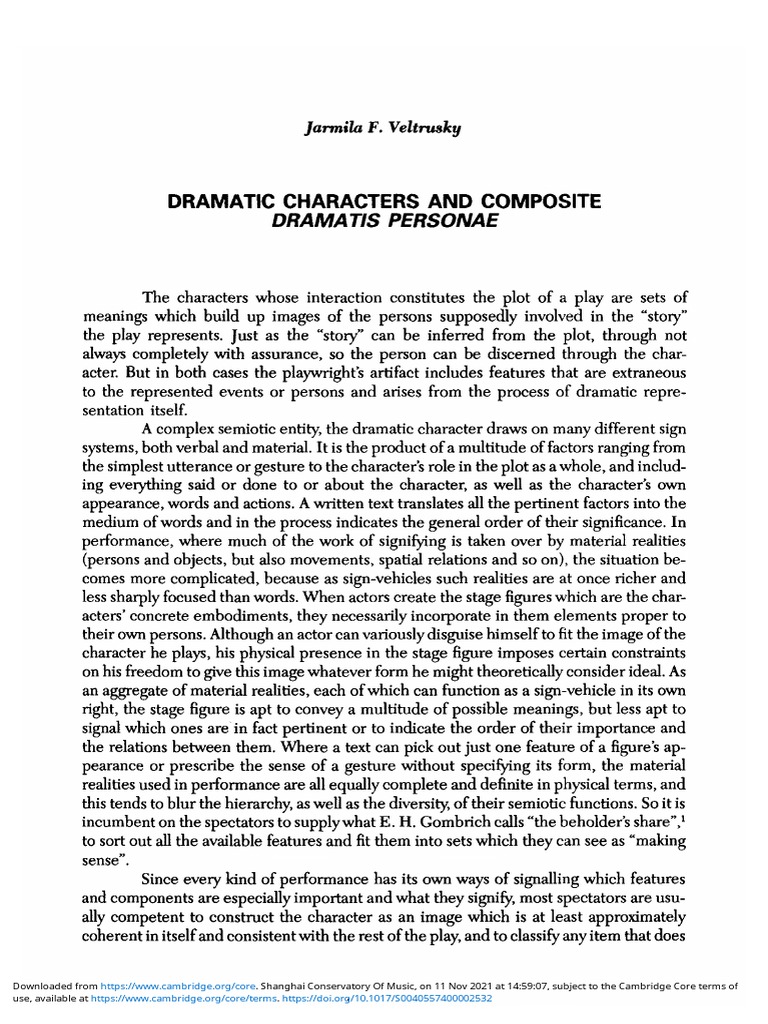 A..Veltrusky, J. (1994) - Dramatic Characters and Composite Dramatis Personae. Theatre Survey ...