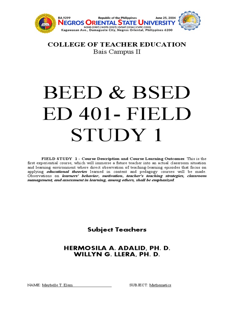 Field Study 1 | PDF | Educational Assessment | Teaching Method