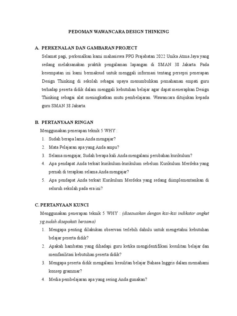 Pedoman Wawncara Dan Angket DT - Topik 5 | PDF