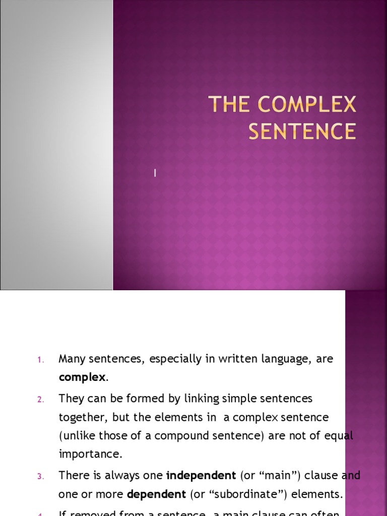 Complex Sentences Explained | PDF | Adverb | Clause