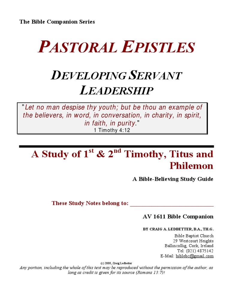 Pastoral Epistles - 1 Timothy - Student | PDF | Paul The Apostle ...