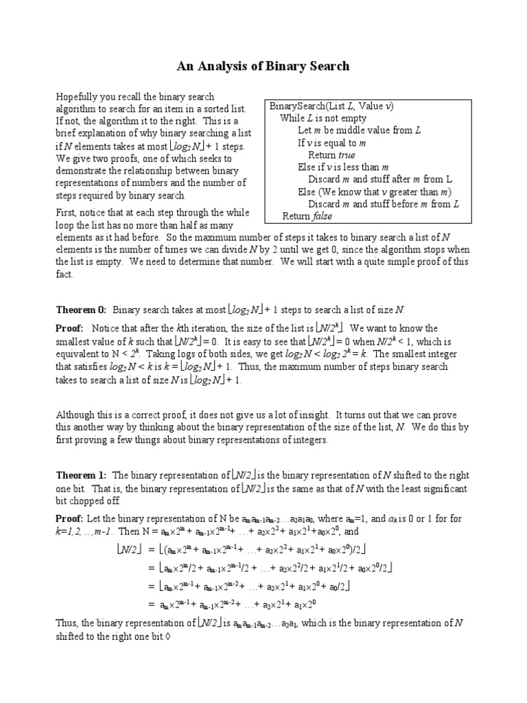 Binary Search Analysis | PDF | Number Theory | Applied Mathematics Binary Search Analysis | PDF | Number Theory | Applied Mathematics