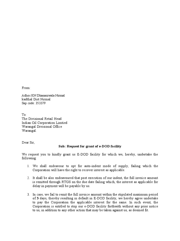 19.04.2022 - Annexure 1 - Undertaking From Dealer For e-DOD Facility ...