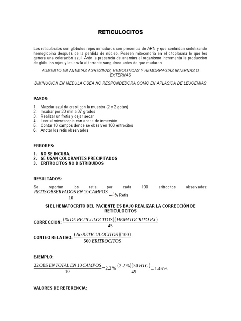 RETICULOCITOS | PDF