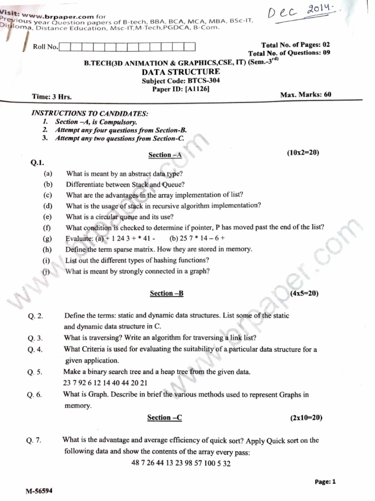 Ds Ptu Solved Papers | PDF | Algorithms And Data Structures | Computer ... Ds Ptu Solved Papers | PDF | Algorithms And Data Structures | Computer ...