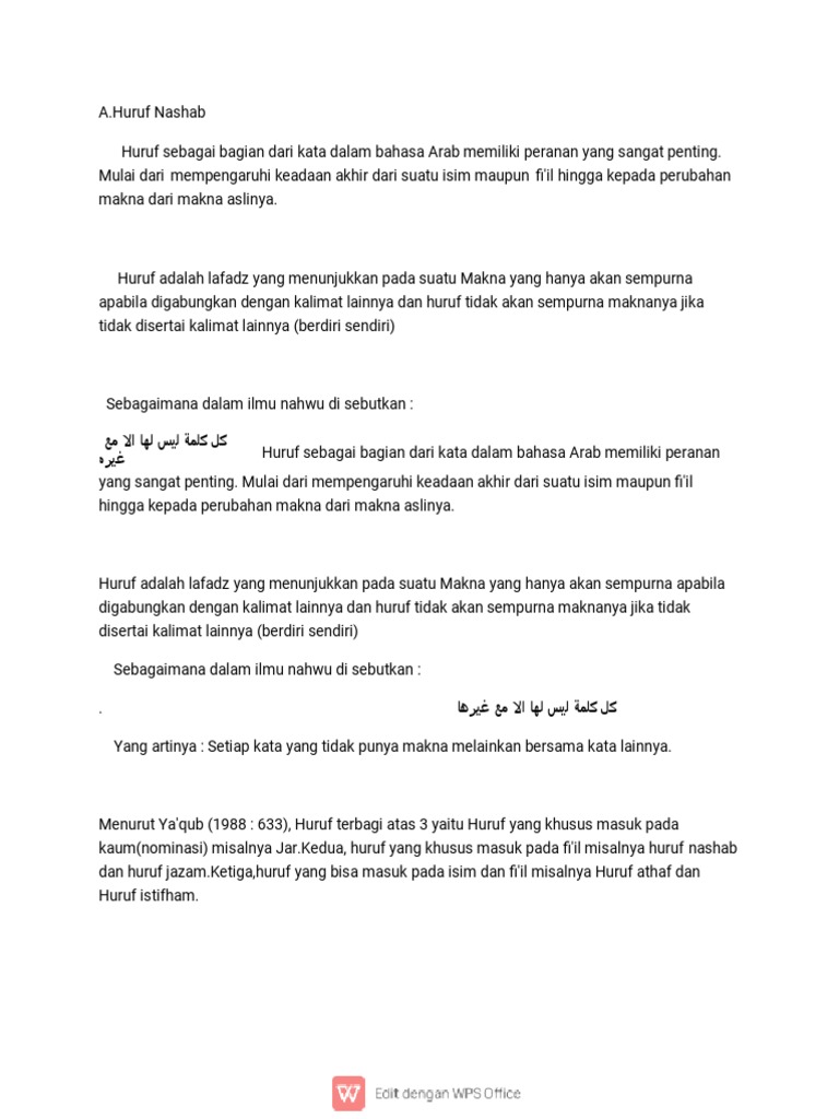 Pengantar Huruf Nashab dalam Nahwu | PDF
