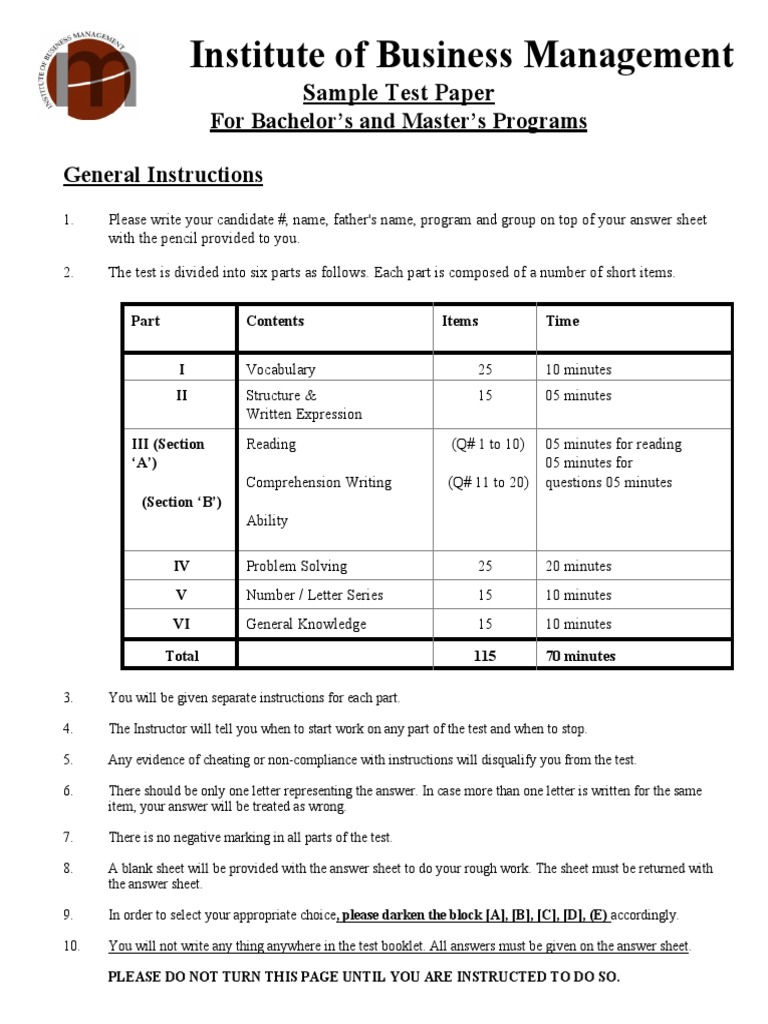 Business Management Test Guide | PDF | Reading Comprehension ...