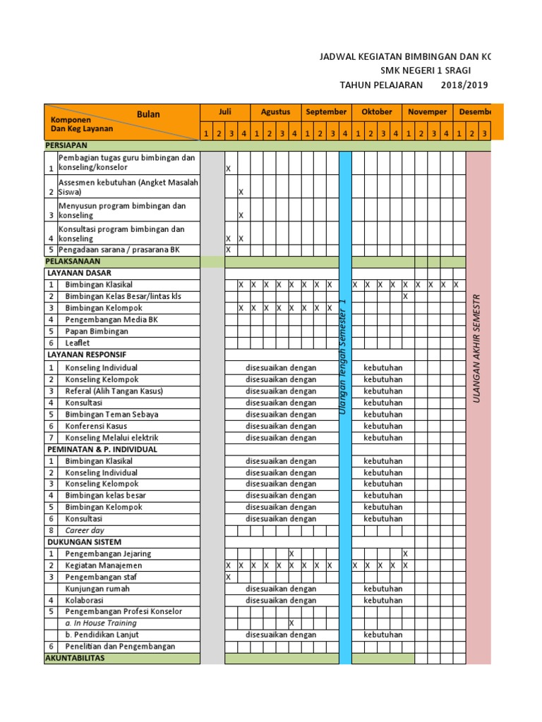 Jadwal Kegiatan Program BK | PDF