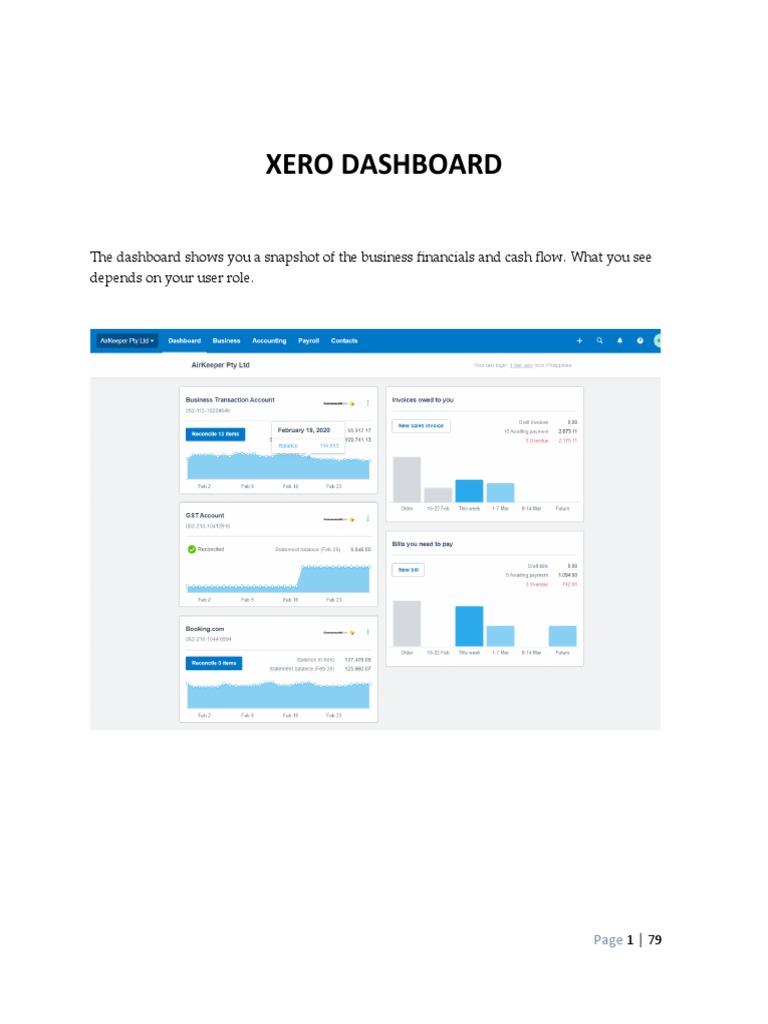 Xero Dashboard User Guide | PDF | Invoice | Business