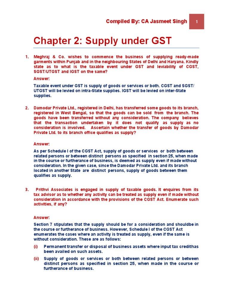 CH 2 Supply Under GST | PDF | License | Taxes
