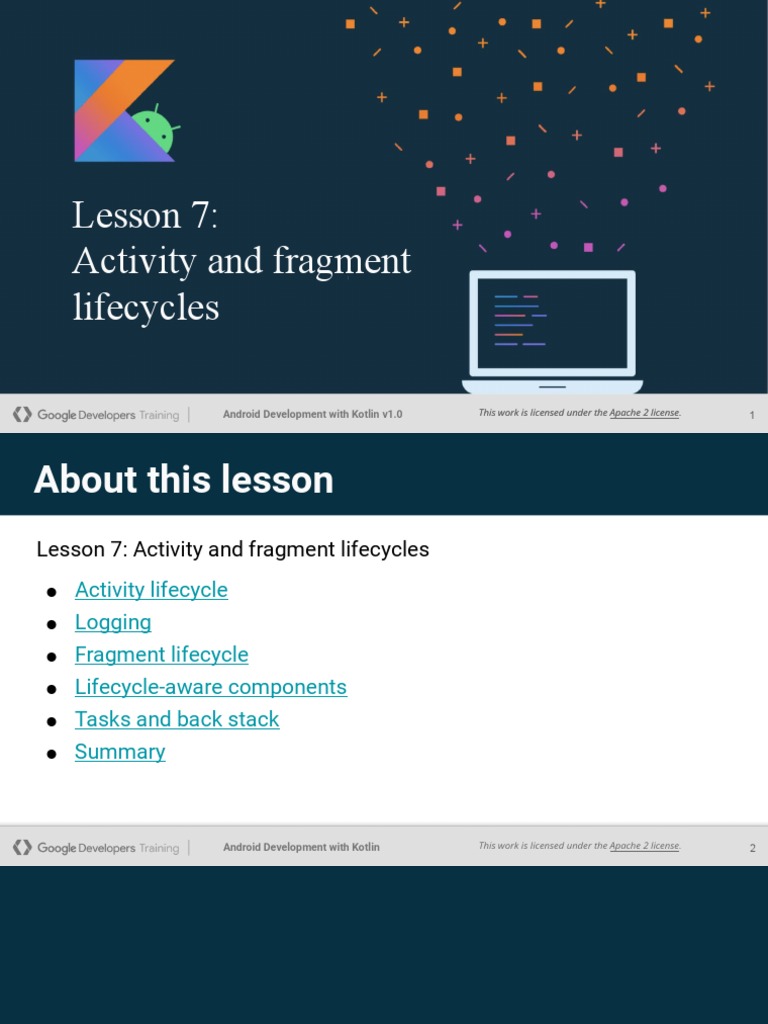 Lesson 7 Activity and Fragment Lifecycles | PDF | Android (Operating ...