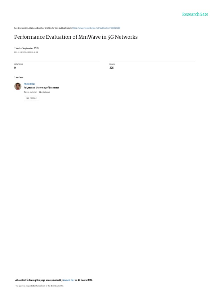 Performance Evaluation Of Mmwave In 5g Networks Pdf Extremely High Frequency Computer Network
