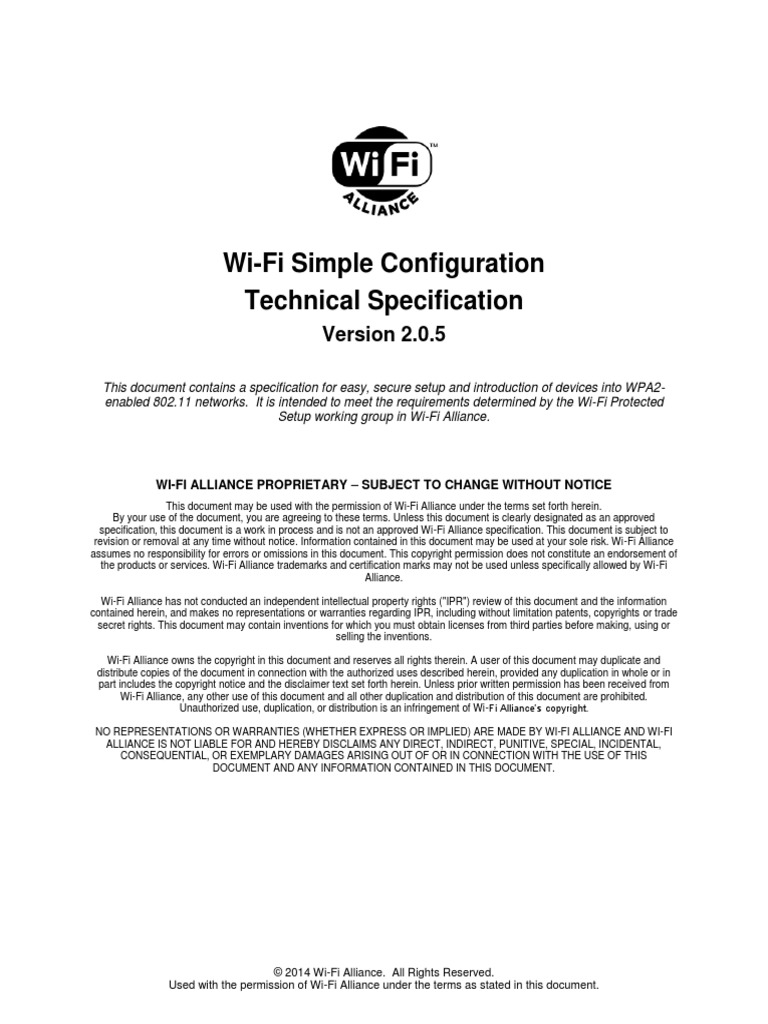 Simple Configuration Technical Specification v2.0.5 | PDF | Wireless ...