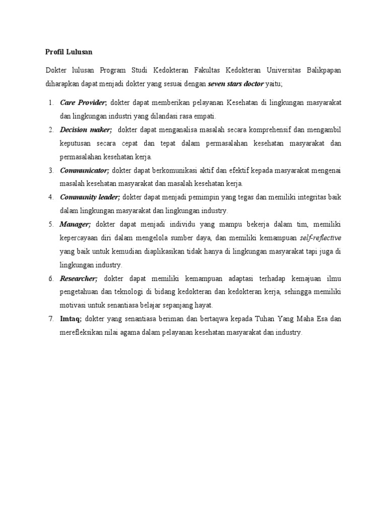 Profil Lulusan | PDF