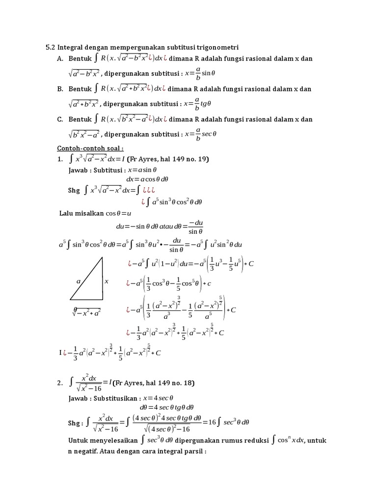 Integral Substitusi Trigonometri | PDF
