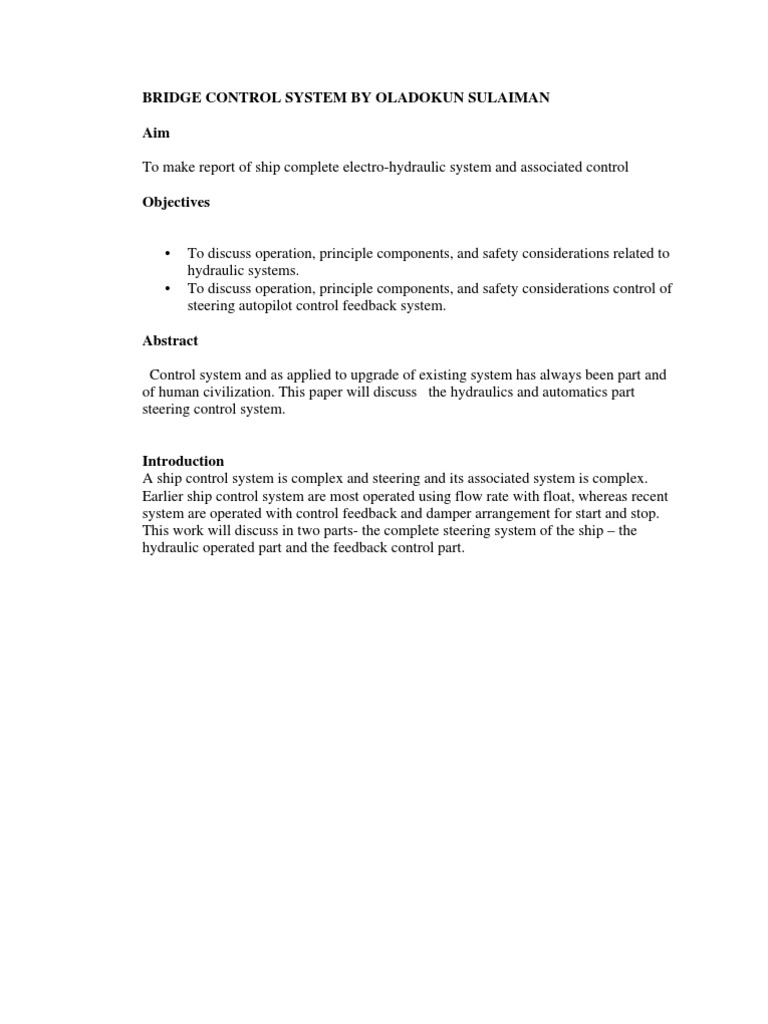 Bridge Control System by Oladokun Sulaiman | PDF | Control Theory ...