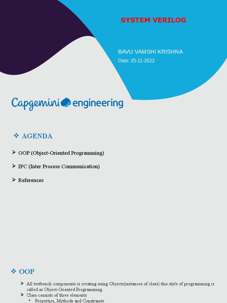 System Verilog: Bavu Vamshi Krishna | PDF | Inheritance (Object Oriented Programming) | Class ...