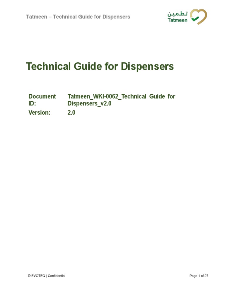 Tatmeen WKI-0062 Technical Guide For Dispensers v2.0 | PDF ...