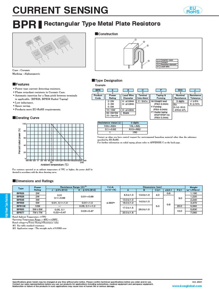 Rectangular Type Metal Plate Resistors: Construction | PDF | Resistor ...