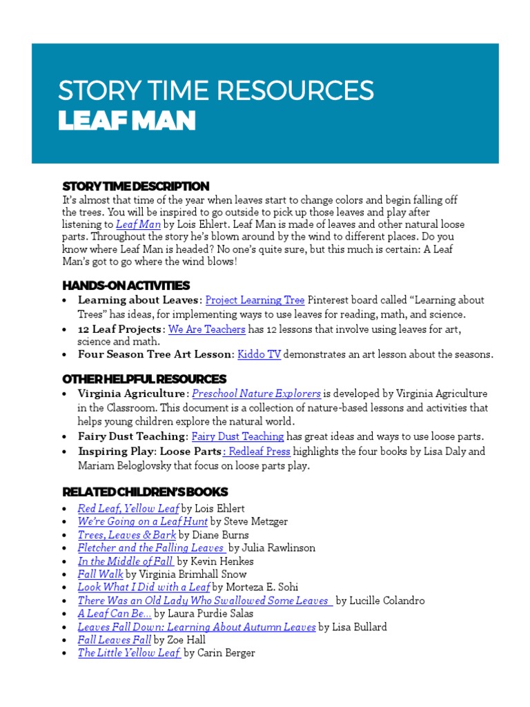 Leaf Man Story and Activities Guide | PDF | Home & Garden