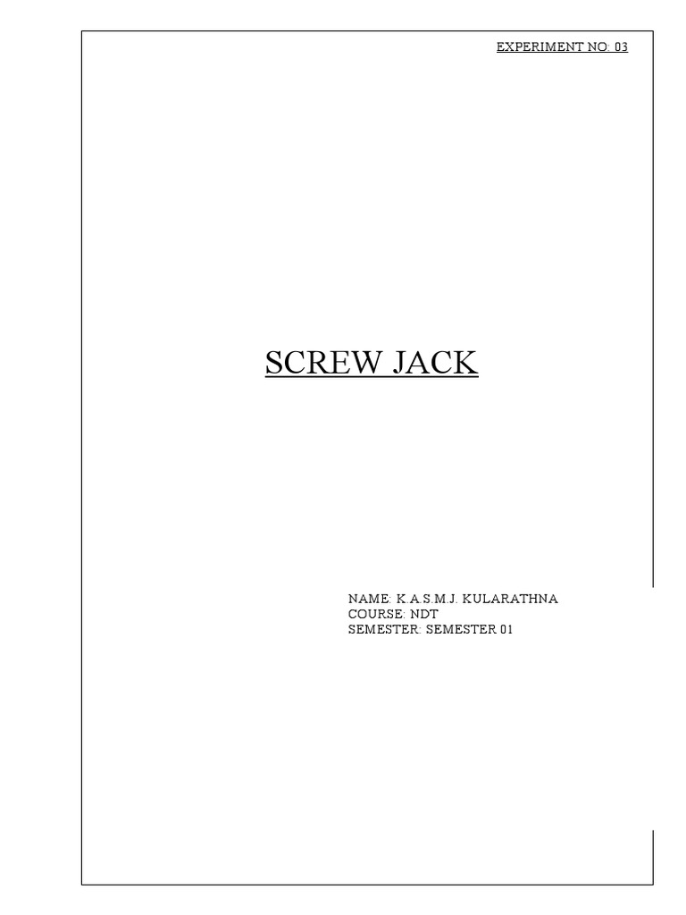 Screw Jack Experiment Determines Coefficient of Friction | PDF ...