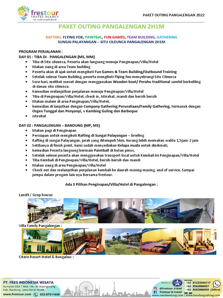 Contoh PAKET OUTING PANGALENGAN 2H1M | PDF