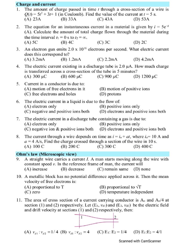 Current Electricity Sheet1 | PDF
