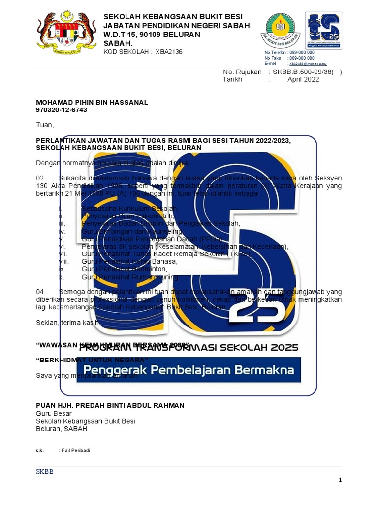 Lantikan Jawatan Dan Tugas Rasmi | PDF