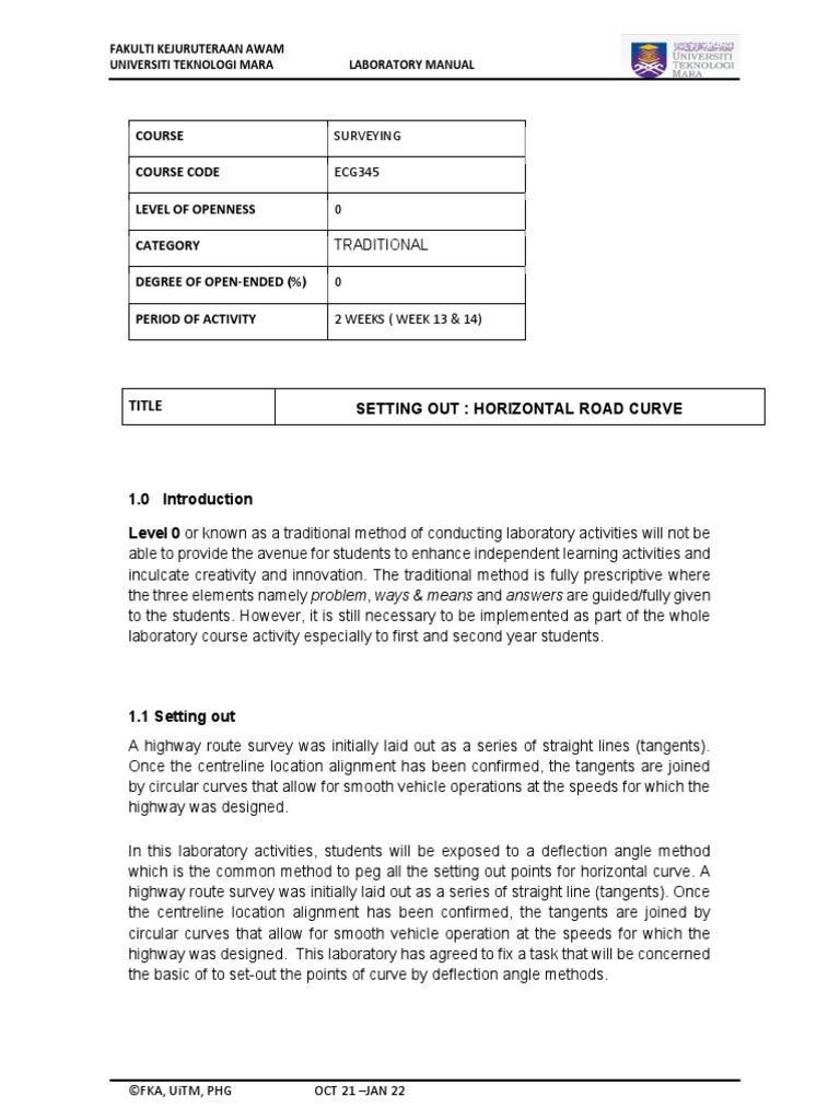 Lab Report Setting Out PDF | PDF | Angle | Surveying