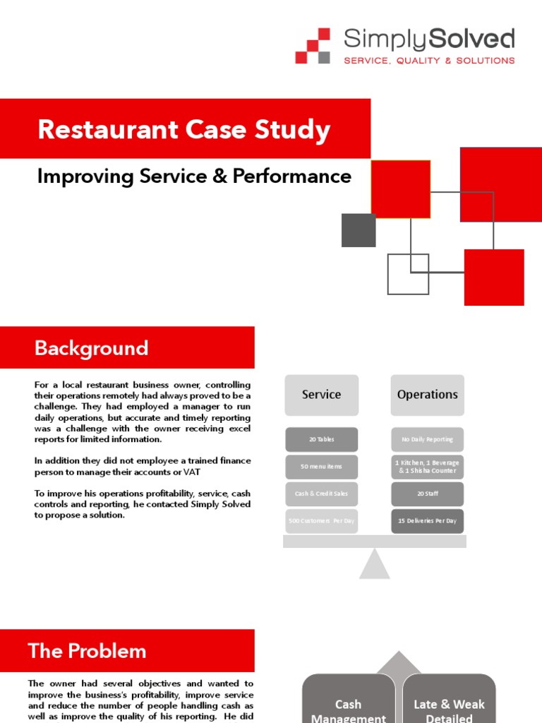 Restaurant Case Study 1 | PDF | Point Of Sale | Business Process