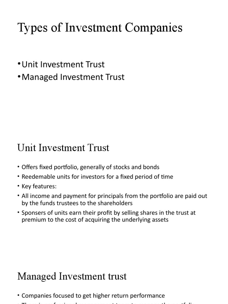 Types of Investment Companies | PDF