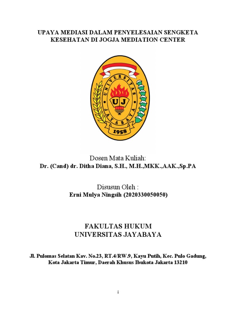 Upaya Mediasi Dalam Penyelesaian Sengketa Kesehatan Di Jogja Mediation ...