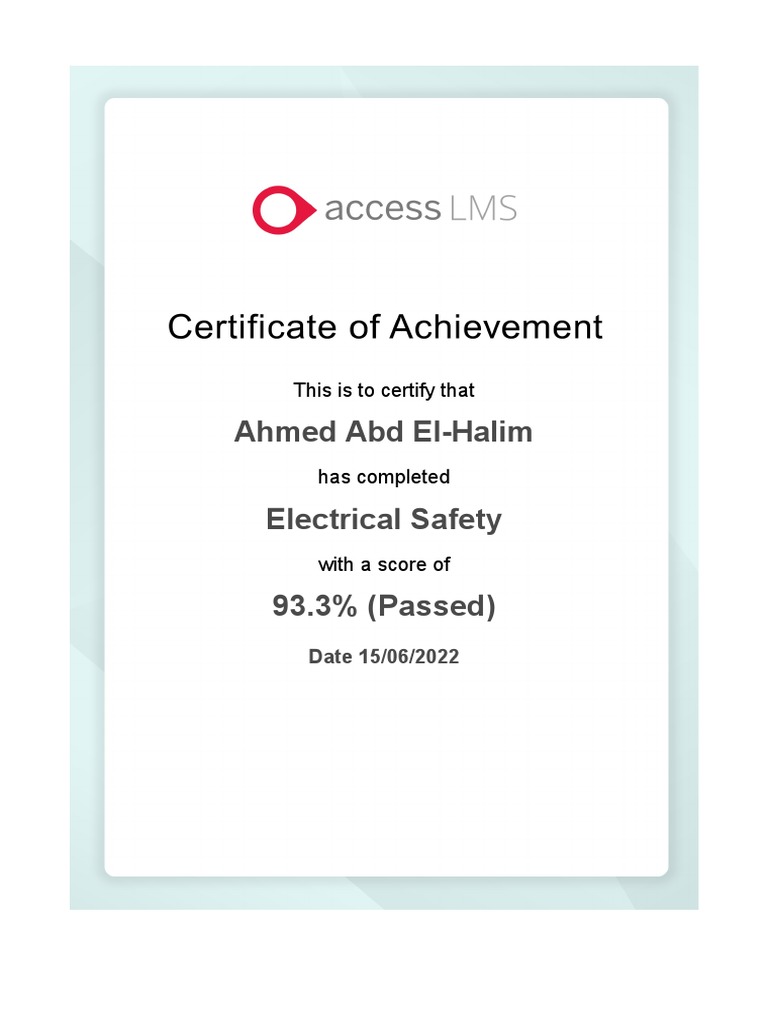 Electrical Safety - Certificate | PDF