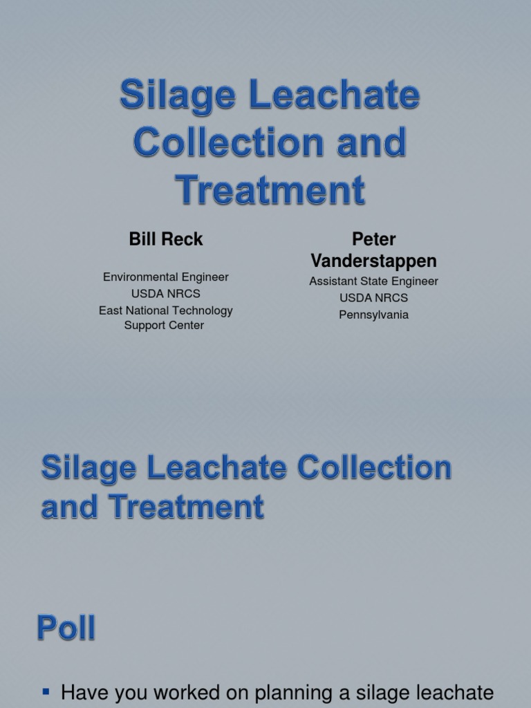 Silage Leachate Collection and Treatment Presentation - Reck | PDF ...