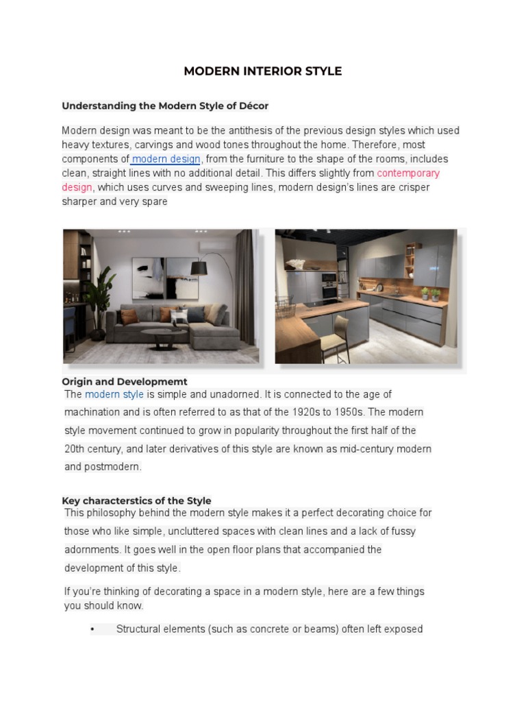 Modern Interior Style | PDF | Furniture | Interior Design