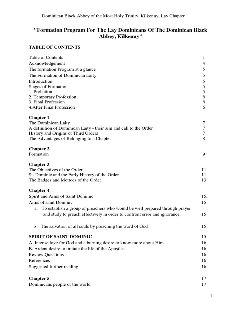 Formation Program For The Lay Dominicans | PDF | Dominican Order | Laity