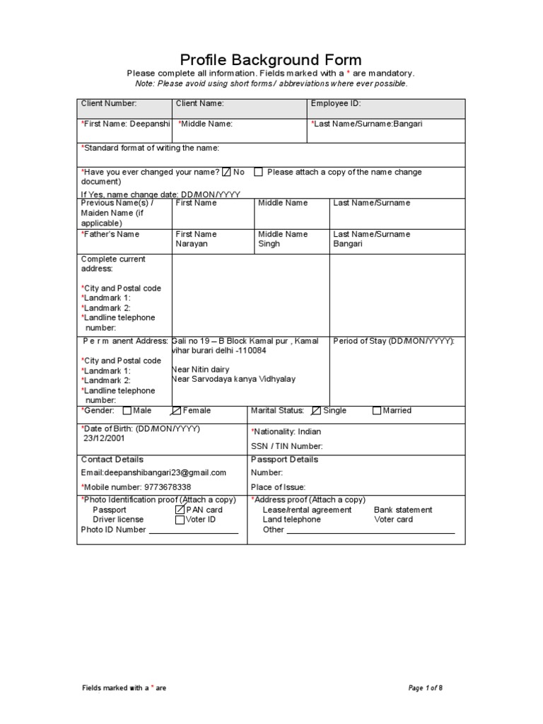 EVF Form | PDF | Identity Document | Access Control
