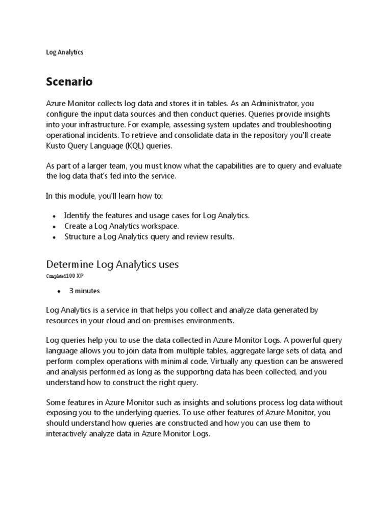 Log Analytics Pdf Microsoft Azure Analytics 6781