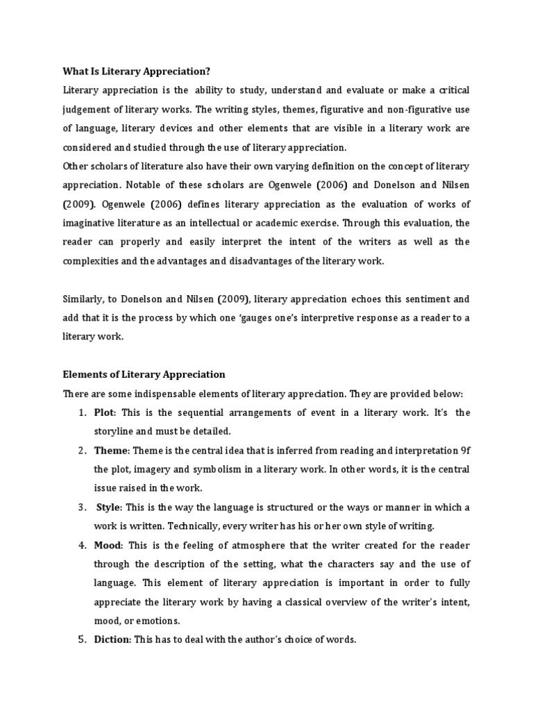 Literary Appreciation | PDF | Poetry